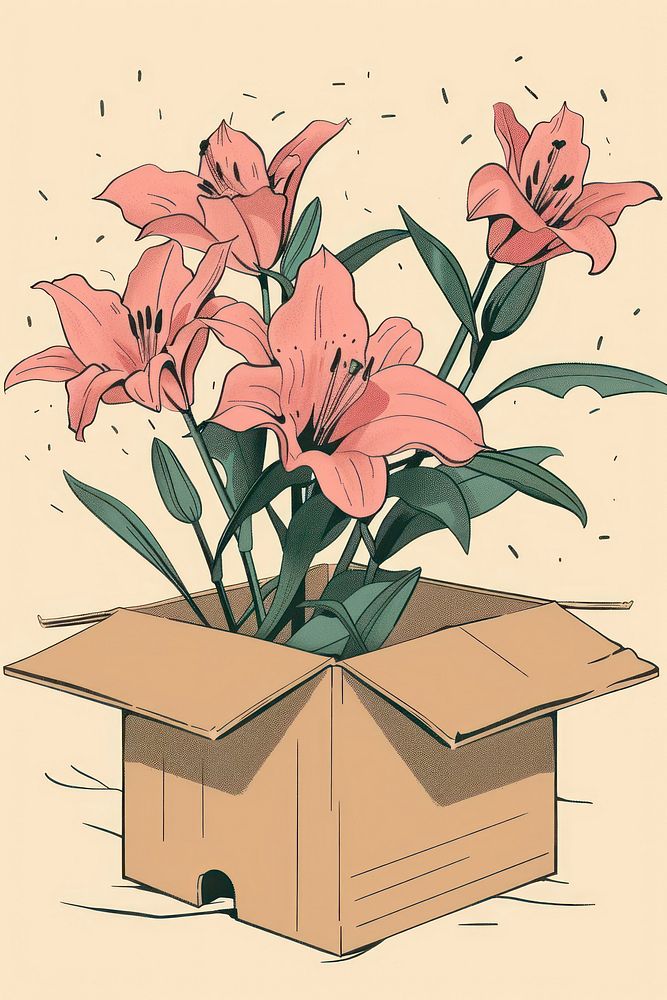 Drawing flowers plant box art. | Premium Photo Illustration - rawpixel