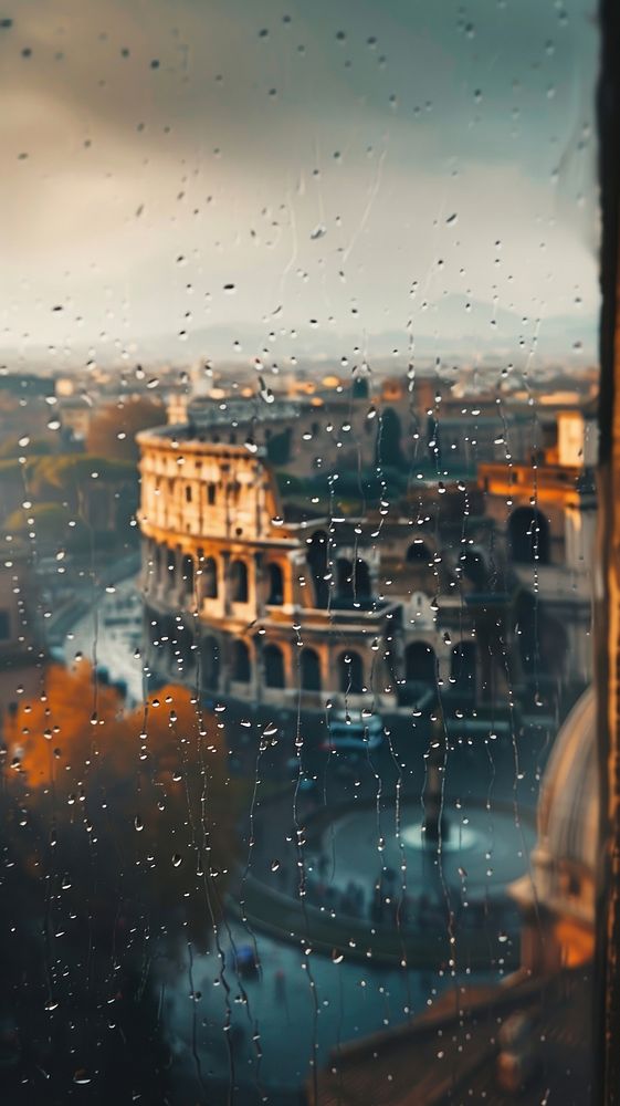Rain scene colosseum glass architecture | Free Photo - rawpixel