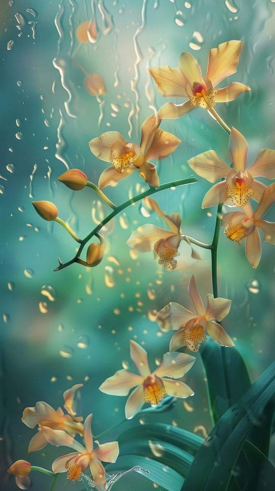 Rain scene Orchids flower orchid | Premium Photo - rawpixel