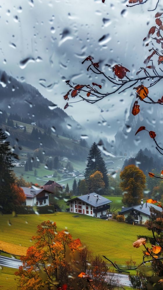 Rain scene switzerlandl landscape architecture | Free Photo - rawpixel