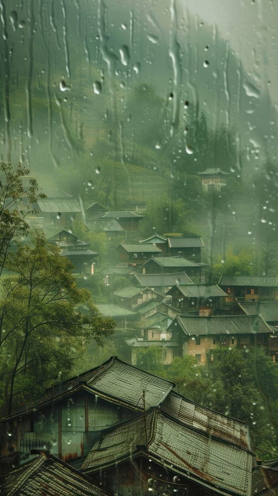 Rain scene village outdoors nature | Free Photo - rawpixel
