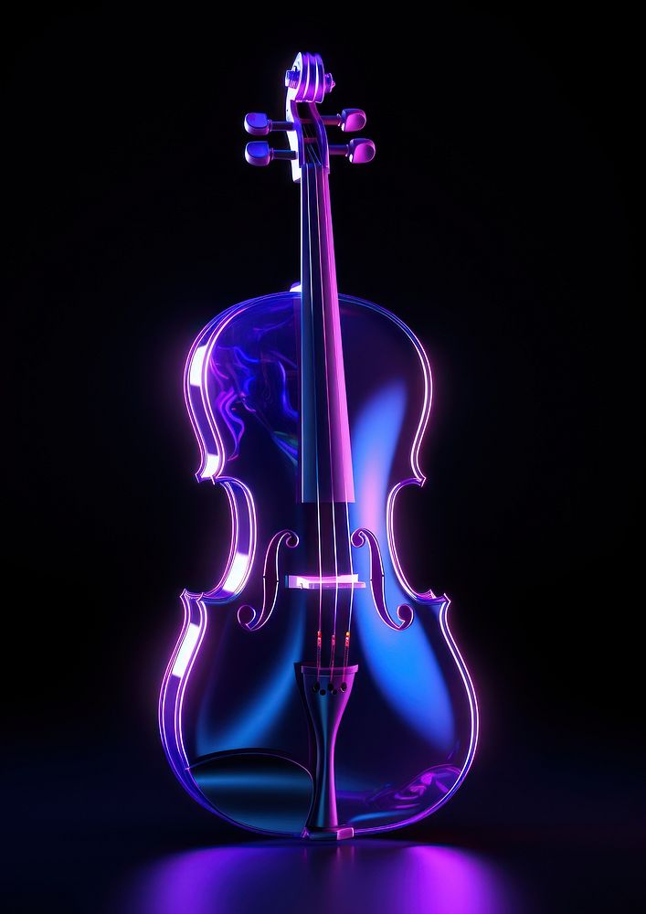 Neon cello violin violet light. | Free Photo Illustration - rawpixel