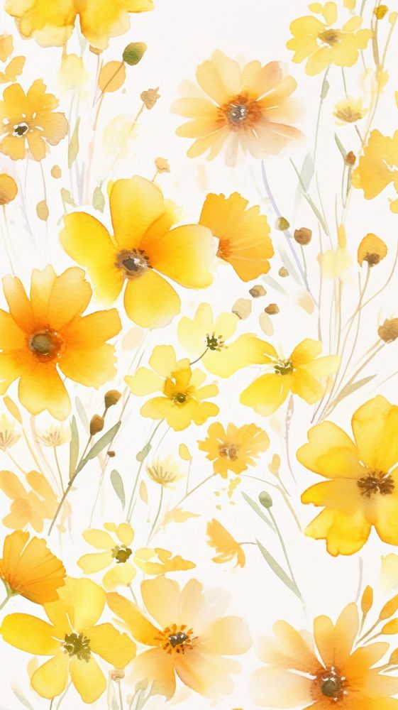 Yellow flowers wallpaper pattern petal | Premium Photo Illustration ...