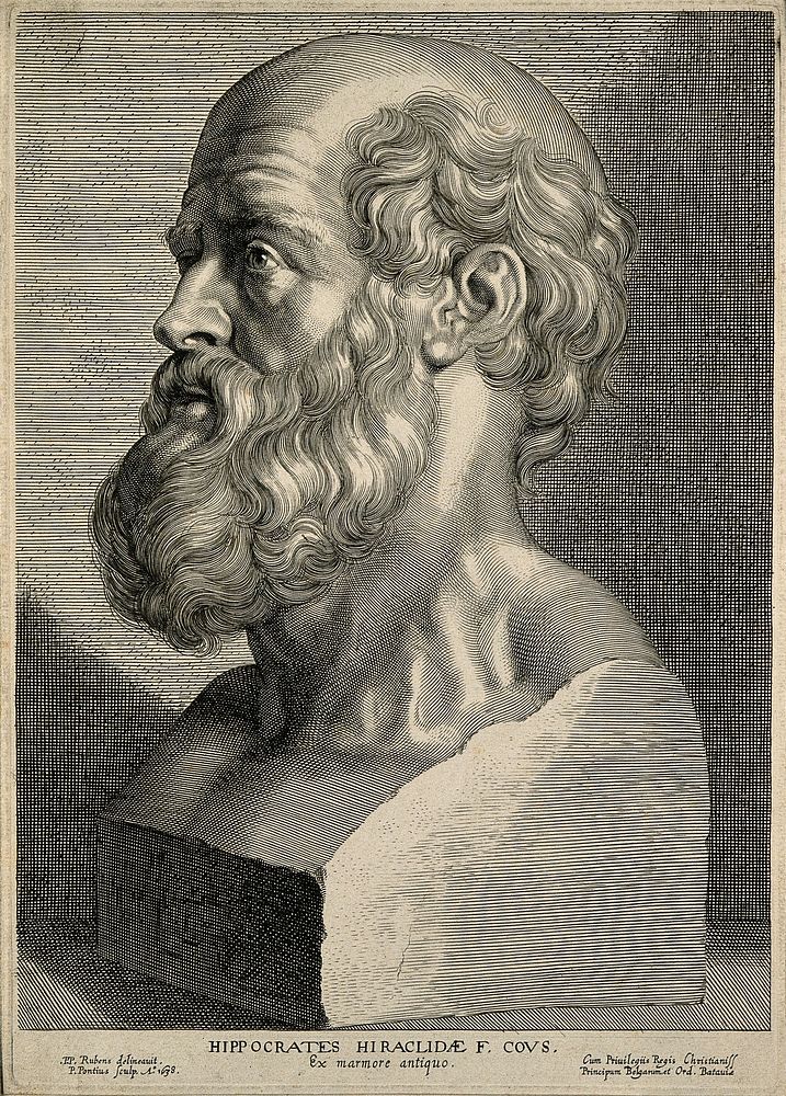 Hippocrates. Line engraving P. Pontius | Free Photo Illustration - rawpixel