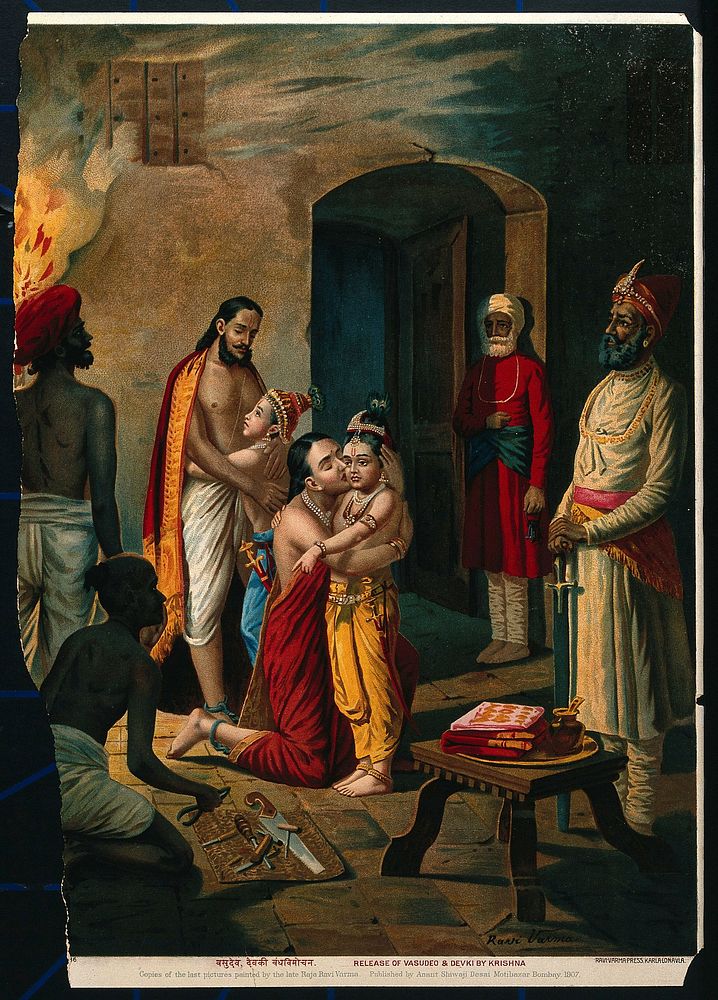 Krishna freeing his parents (Vasudeo | Free Photo Illustration - rawpixel