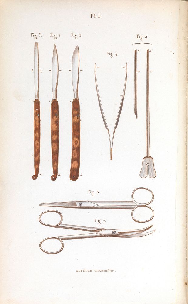 Plate I, Surgical instruments used | Free Photo Illustration - rawpixel