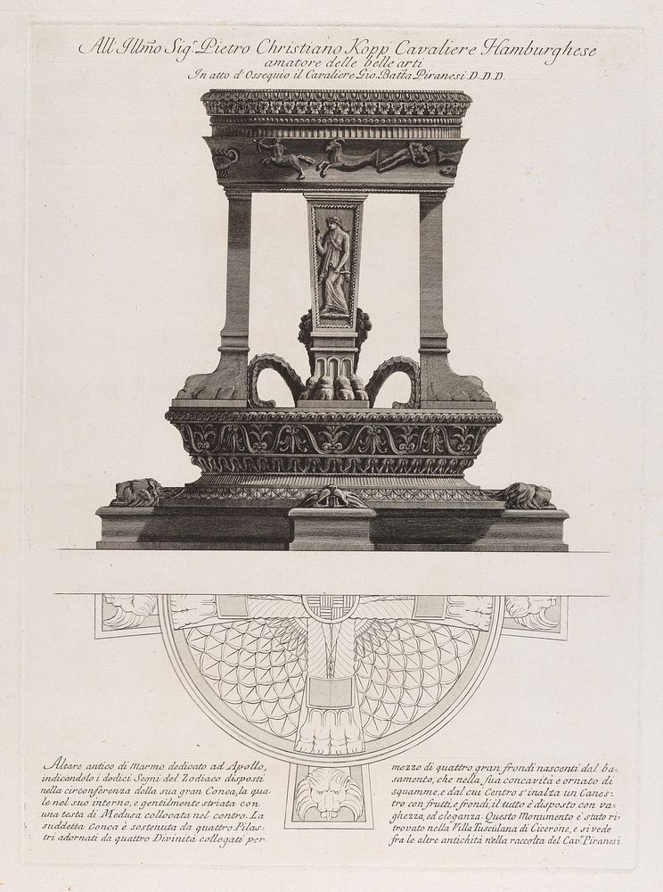 marble altar Apollo. Etching G.B | Free Photo Illustration - rawpixel