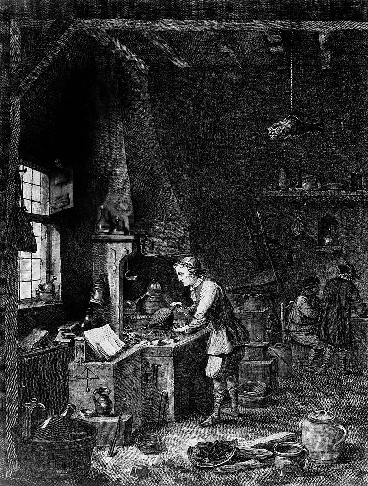 young alchemist works bellows his | Free Photo Illustration - rawpixel