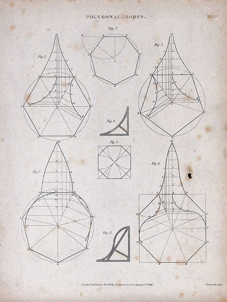 Architecture: various roof geometries. Engraving | Free Photo Illustration - rawpixel