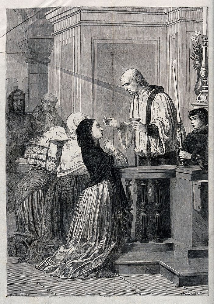 Catholic communion. Wood engraving H. | Free Photo Illustration - rawpixel