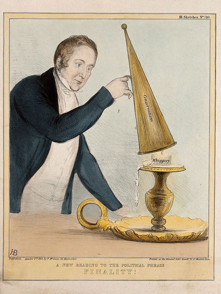 Sir Robert Peel holds candle-snuffer | Free Photo Illustration - rawpixel