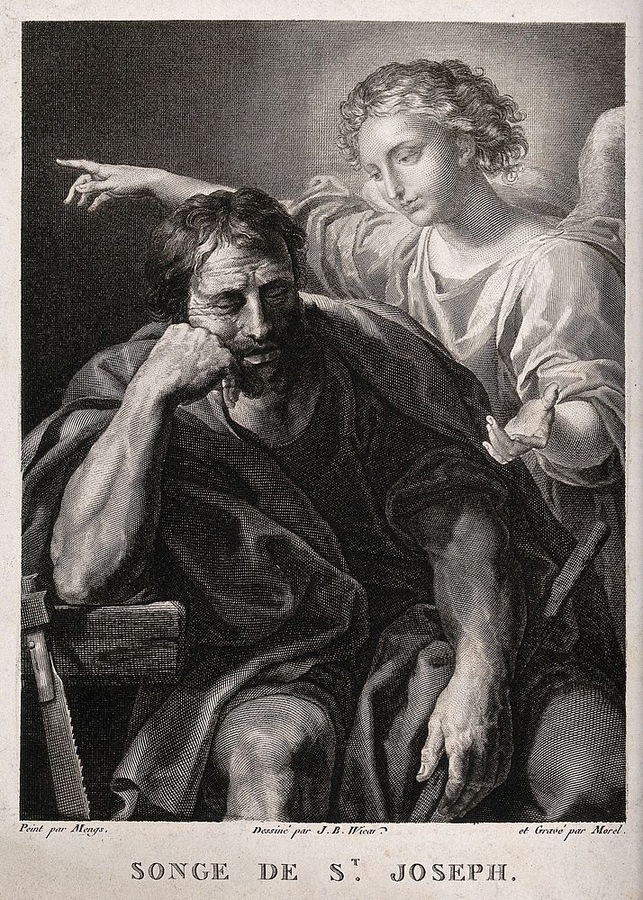 angel speaks Joseph dream. Engraving | Free Photo Illustration - rawpixel