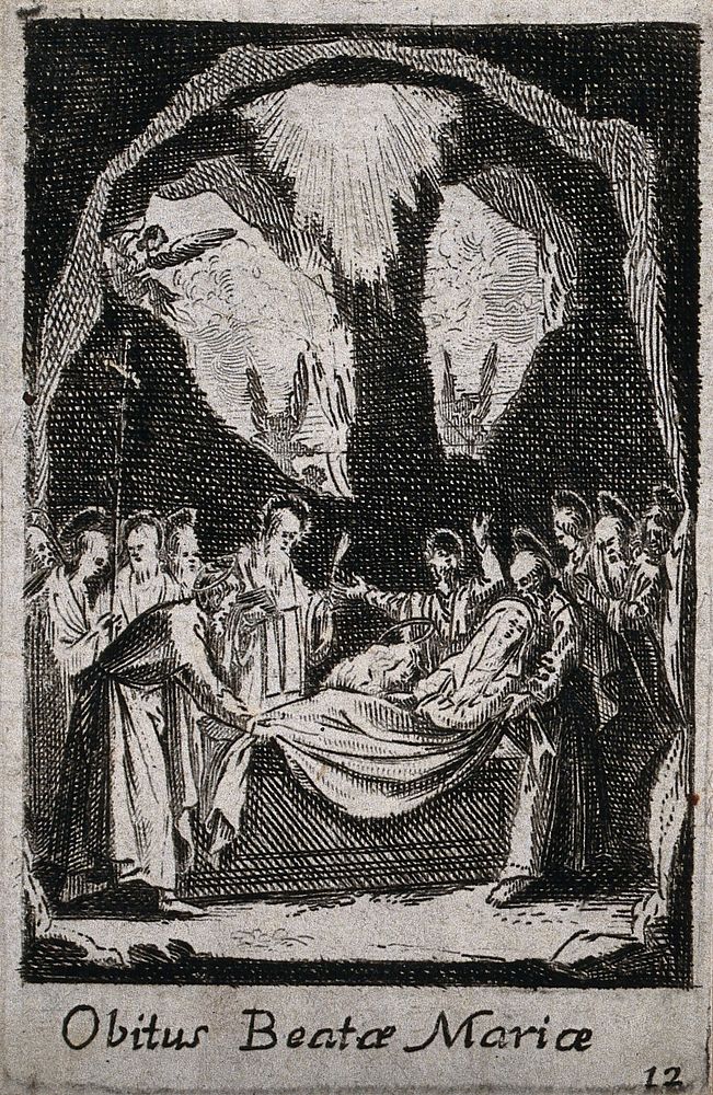 death Virgin Mary, surrounded apostles | Free Photo Illustration - rawpixel