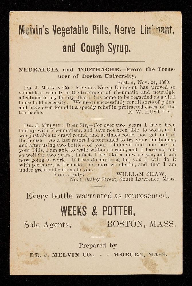 Melvin's Vegetable Pills, Nerve Liniment, | Free Photo Illustration ...
