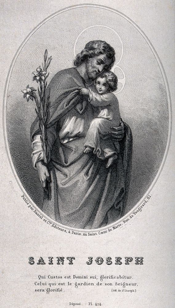 Saint Joseph. Line engraving | Free Photo Illustration - rawpixel