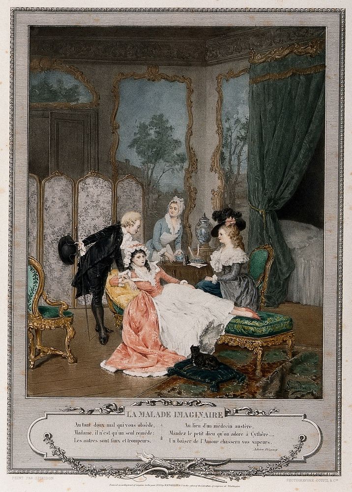 galant scene. Coloured engraving Spiridon | Free Photo Illustration ...