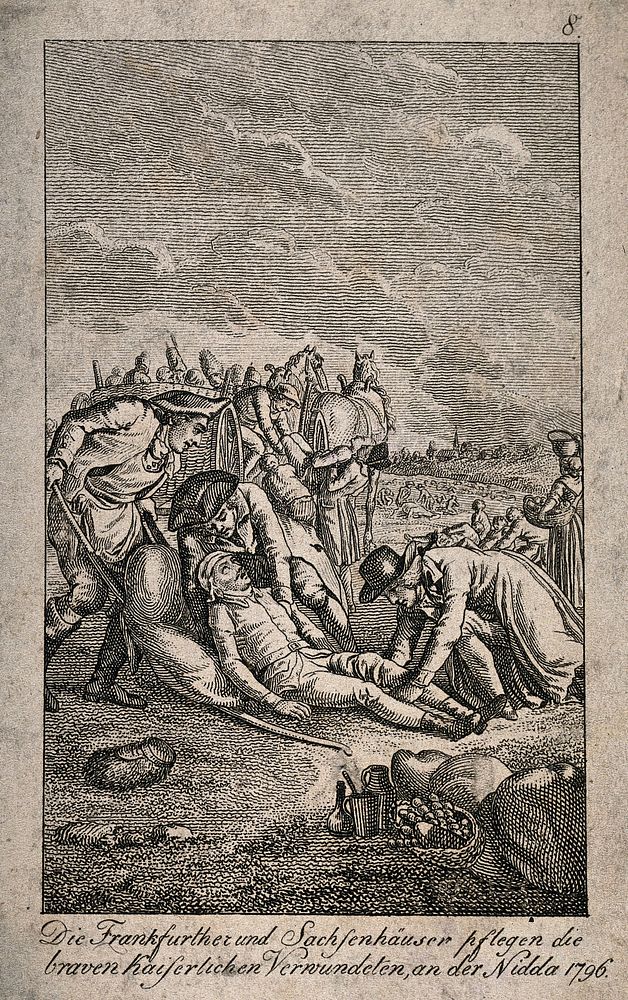 Ambulancemen picking wounded battlefield. Line | Free Photo ...