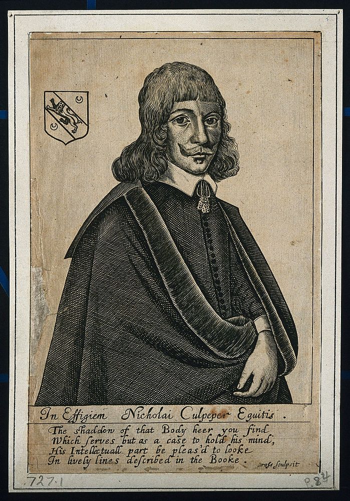 Nicholas Culpeper. Line engraving T | Free Photo Illustration - rawpixel