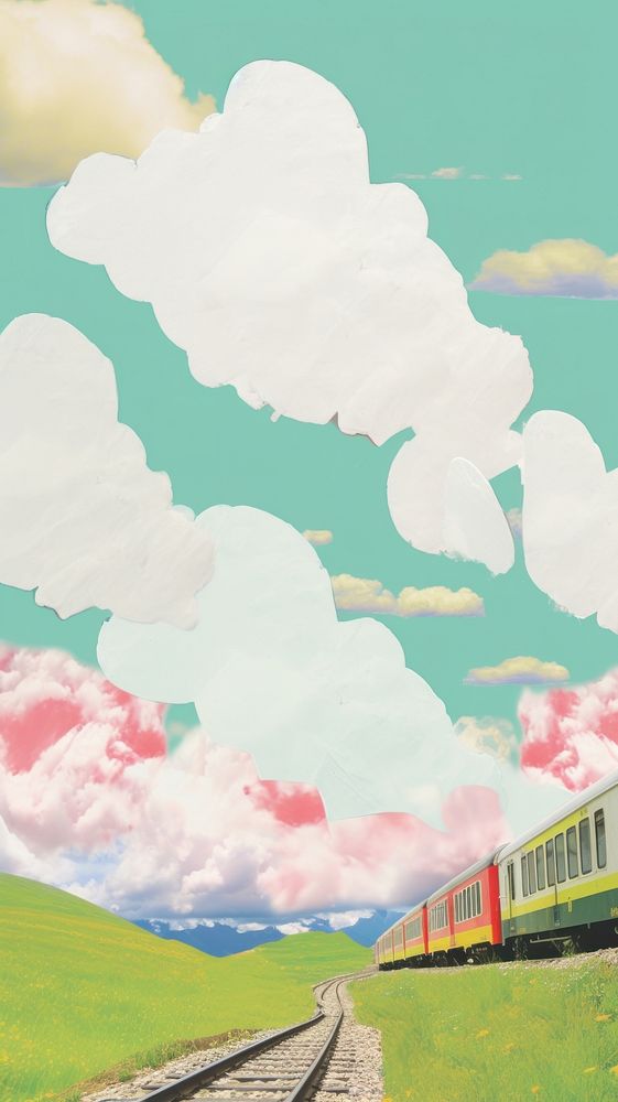 Train craft collage outdoors vehicle | Premium Photo Illustration ...