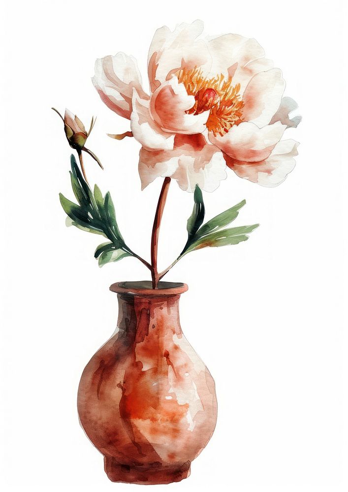 Vase flower watercolor art plant | Free Photo Illustration - rawpixel