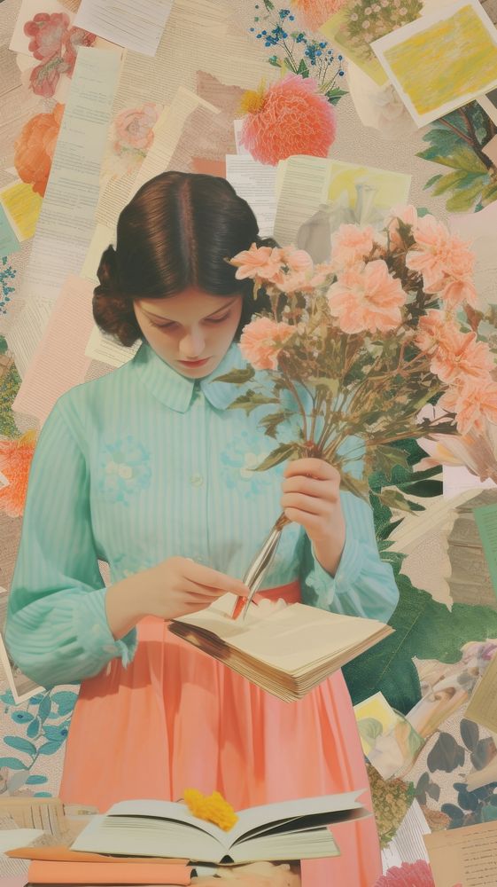 Writing craft collage publication flower | Premium Photo Illustration ...