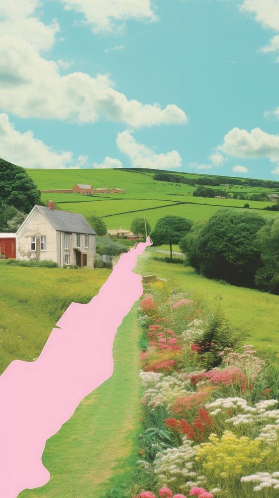 Countryside craft collage architecture landscape | Free Photo ...