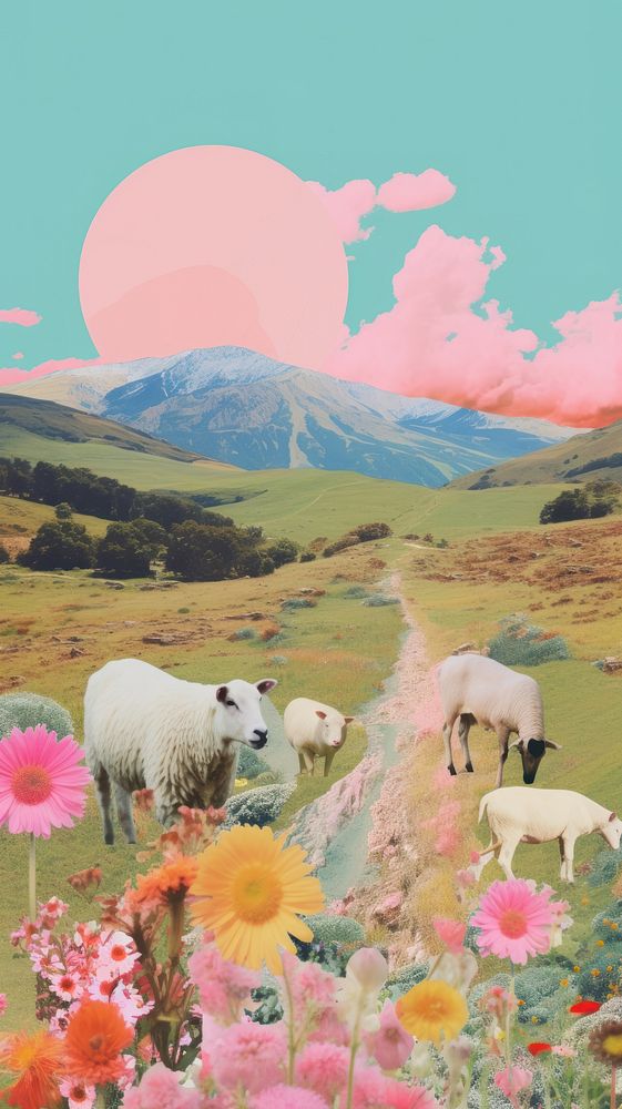 Countryside craft collage landscape grassland | Free Photo Illustration ...