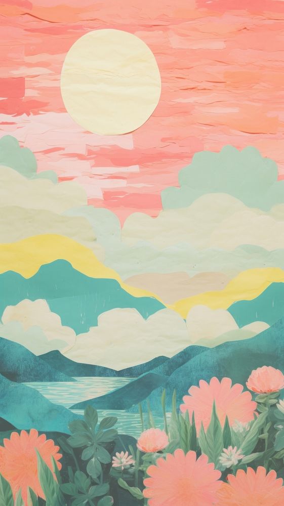 Drawing sunset craft collage art | Free Photo Illustration - rawpixel