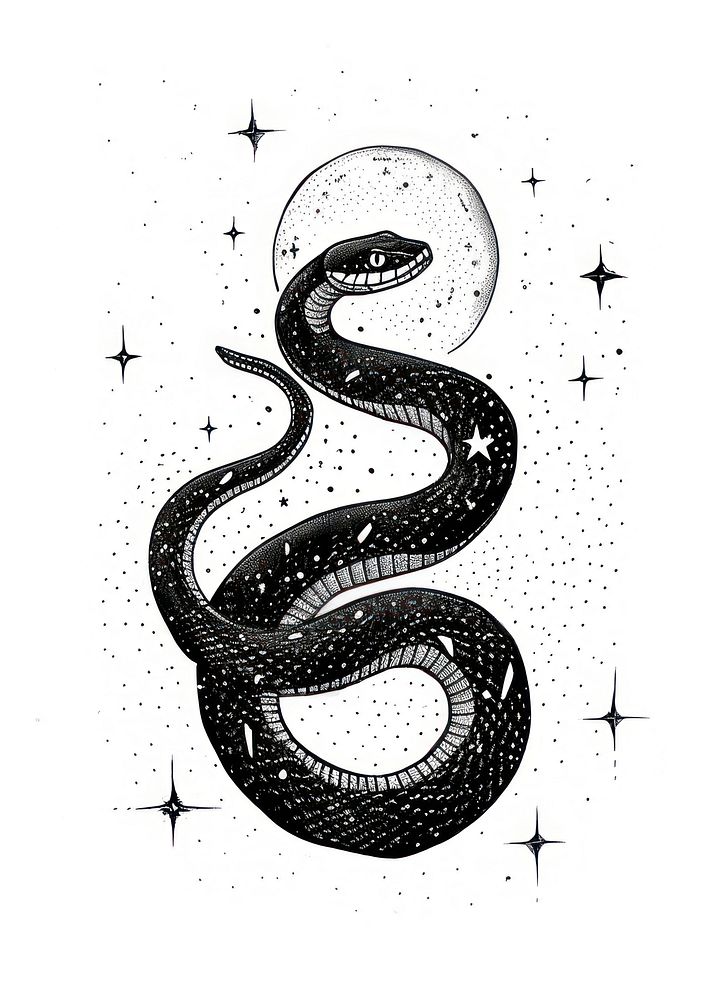 Snake celestial drawing reptile sketch. | Free Photo Illustration ...