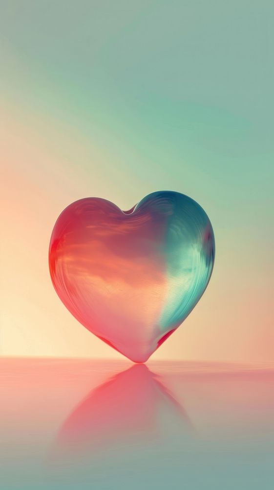 Aesthetic heart gradient wallpaper reflection | Premium Photo ...