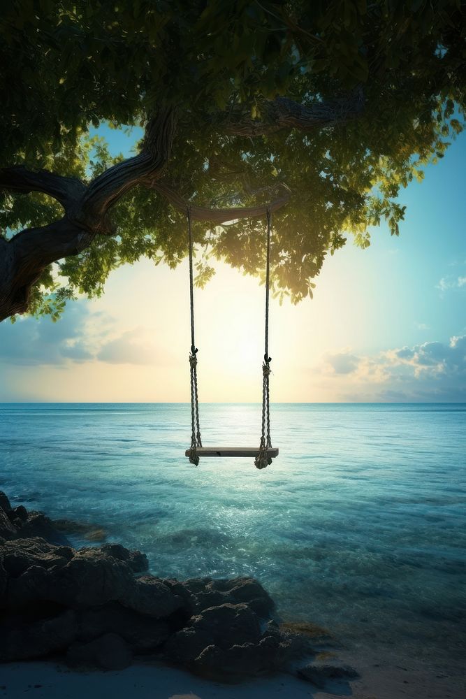 beach swing ocean outdoors nature. | Free Photo - rawpixel