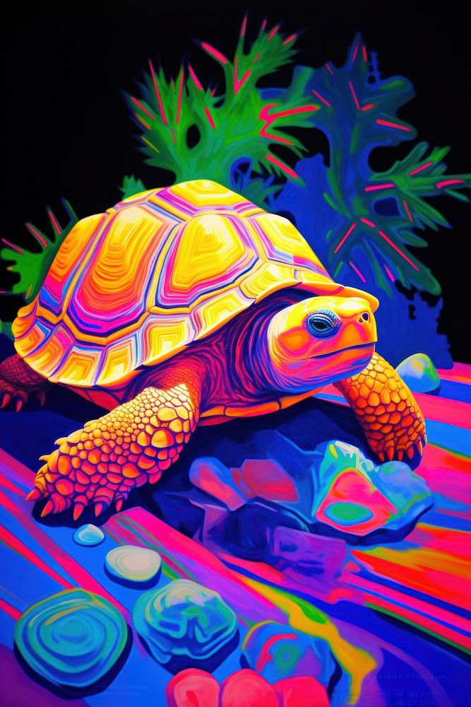 Sulcata tortoise painting reptile animal. | Premium Photo Illustration ...