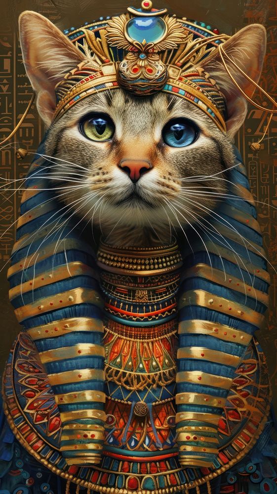 Cat costumes wearing Cleopatra surrealism | Premium Photo Illustration ...