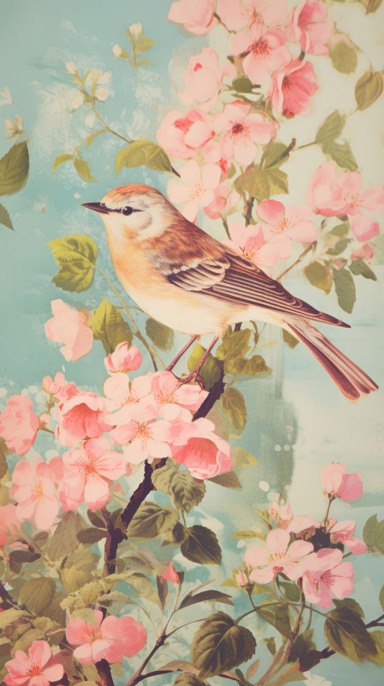 Bird art wallpaper painting. | Premium Photo Illustration - rawpixel