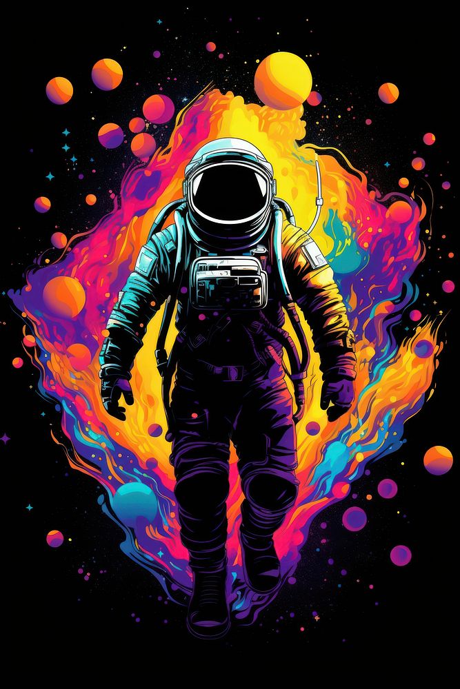 Astronaut space graphics purple night. | Free Photo Illustration - rawpixel