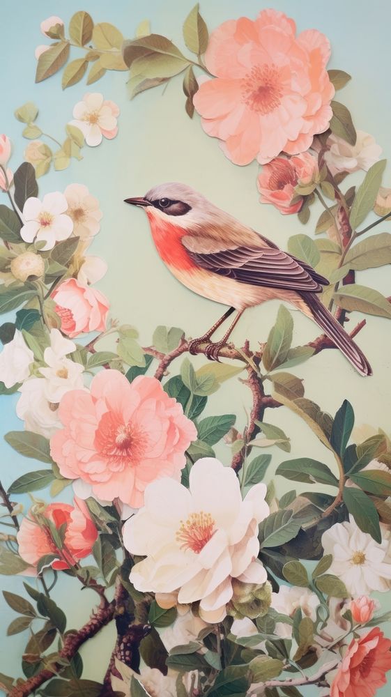 Bird flower art painting plant. | Premium Photo Illustration - rawpixel