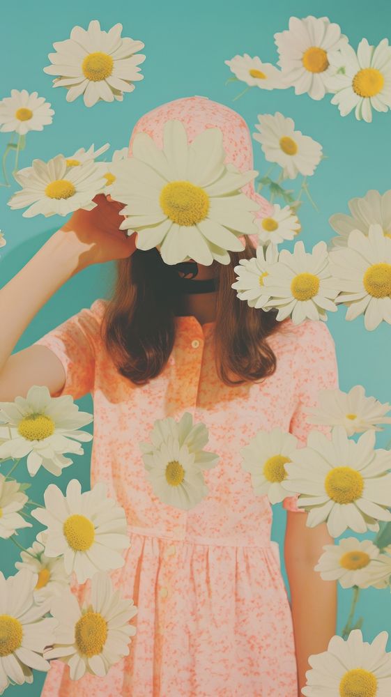 Daisy wallpaper portrait flower. | Free Photo Illustration - rawpixel