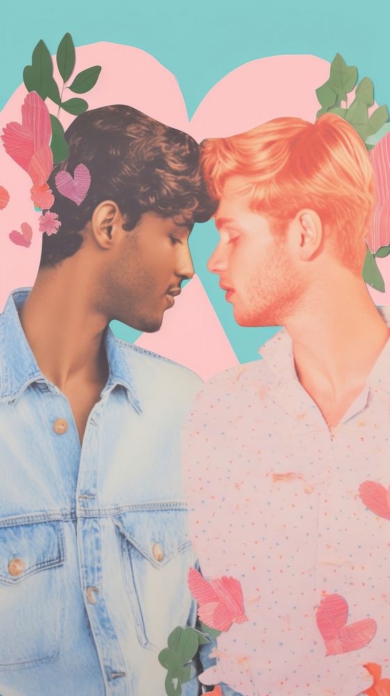 Hearts lgbtq couple portrait togetherness | Premium Photo Illustration ...