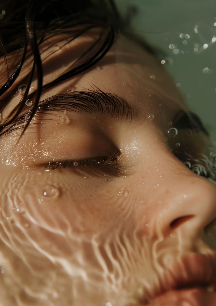 Closed eye reflection underwater forehead. | Free Photo - rawpixel