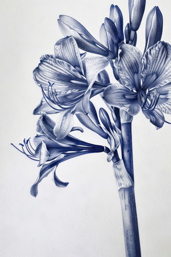 Vintage drawing Clivia flower plant | Free Photo Illustration - rawpixel