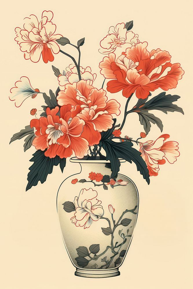 Flower vase art painting. | Premium Photo Illustration - rawpixel