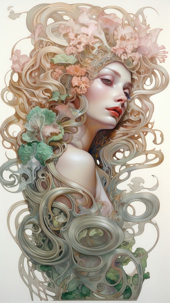 Art nouveau drawing alien portrait | Free Photo Illustration - rawpixel