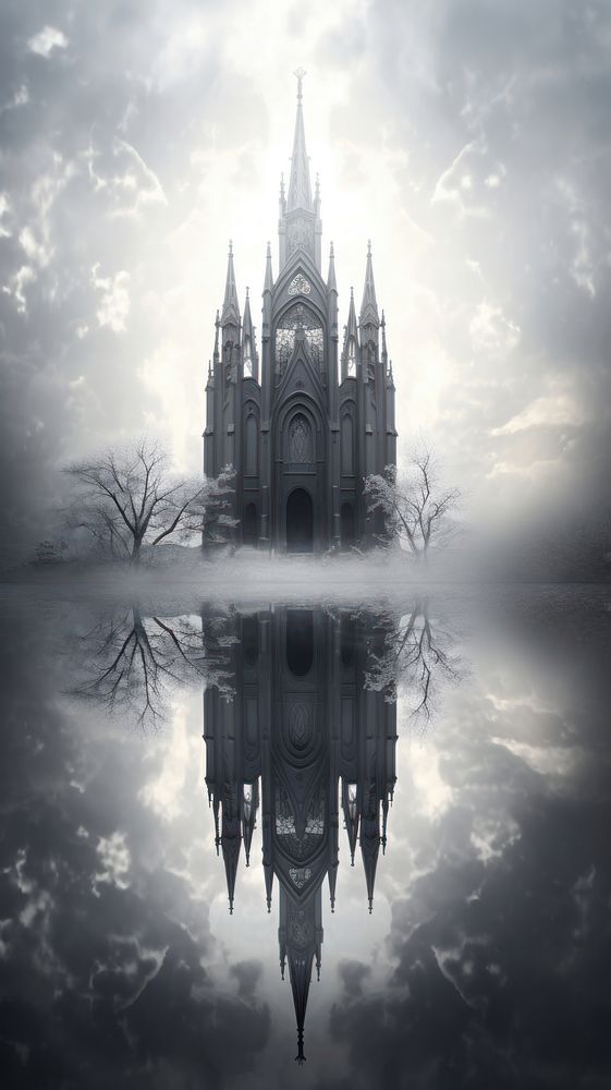Cool wallpaper gothic architecture reflection | Free Photo - rawpixel