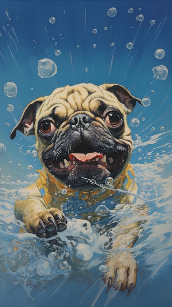 Wet pug animal mammal dog. | Premium Photo Illustration - rawpixel