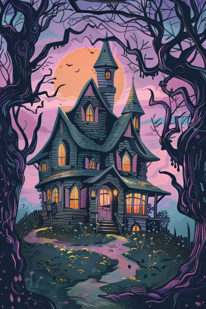 Vector illustrated witch house architecture | Free Photo Illustration ...
