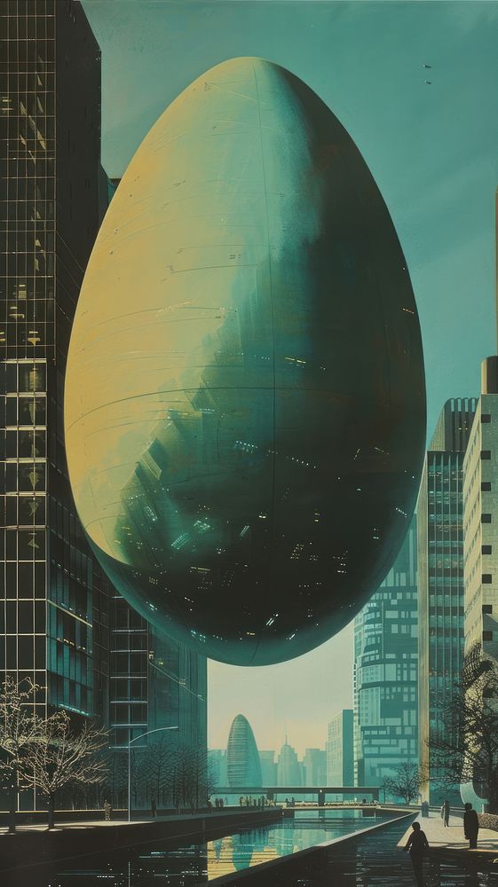 gigantic egg city architecture building. | Premium Photo Illustration ...