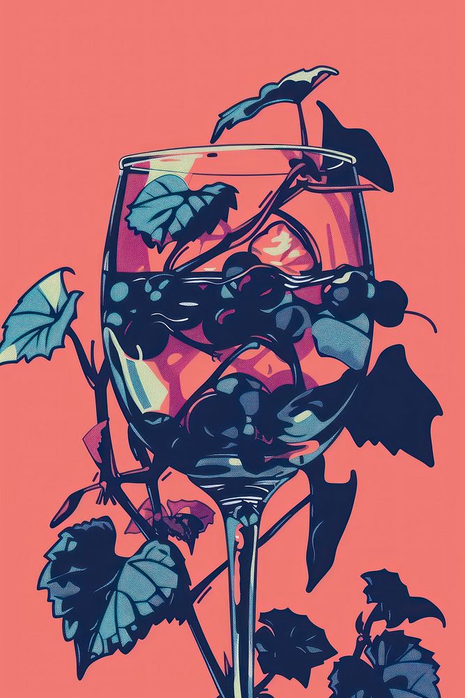 Vector Illustrated Vine Glass Art Free Photo Illustration Rawpixel