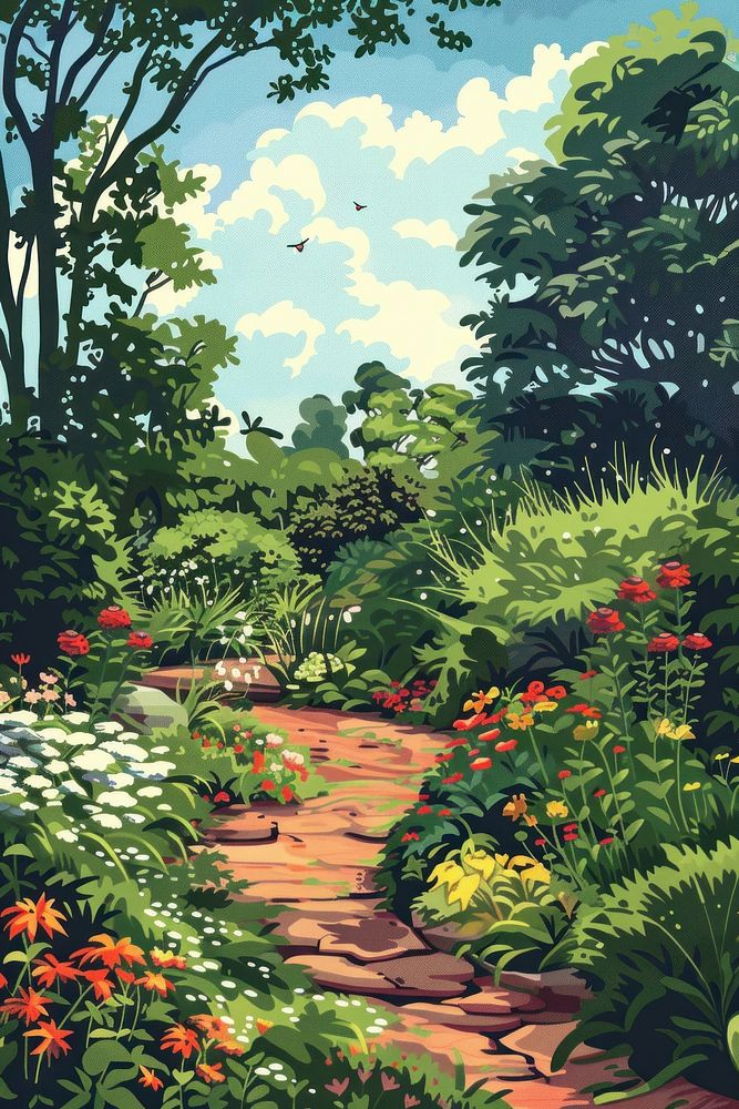 Vector illustrated garden vegetation landscape | Free Photo ...