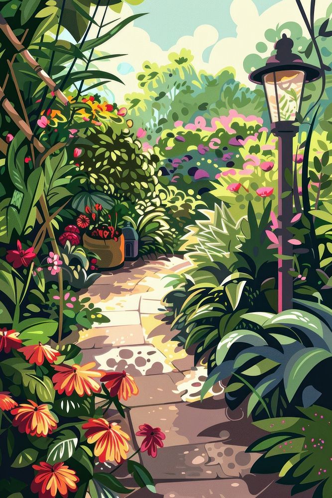 Vector illustrated garden architecture outdoors | Free Photo ...
