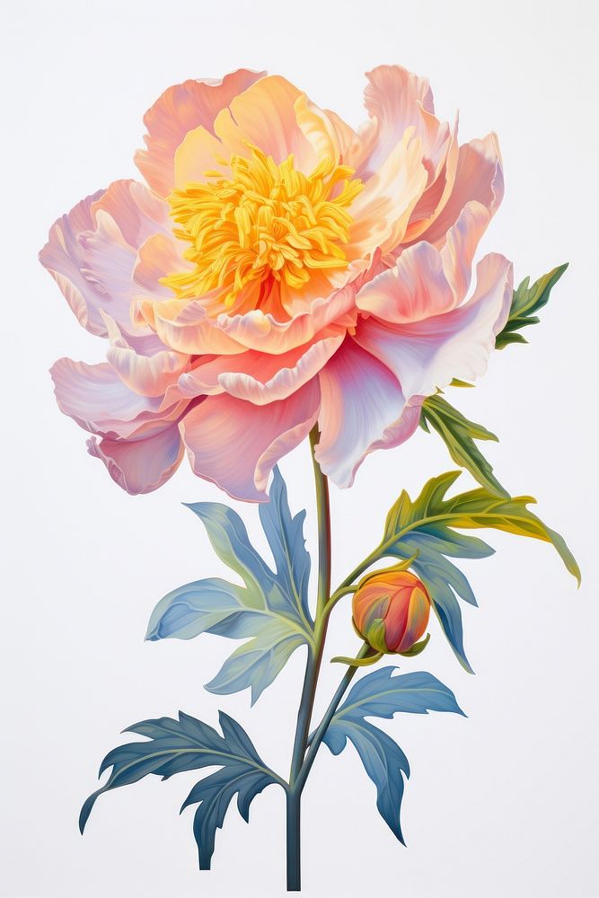 fully bloomed peony art flower | Free Photo Illustration - rawpixel